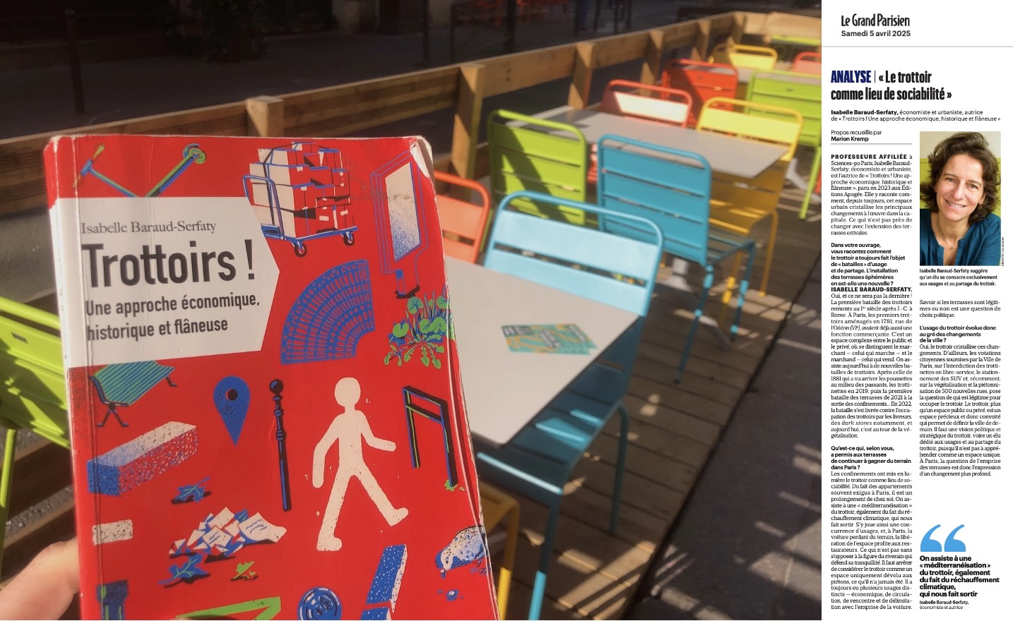 Les terrasses sont de retour sur les trottoirs... et dans le Parisien ...